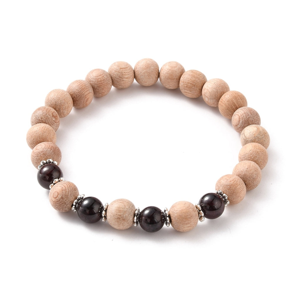Garnet & Wood Beaded Bracelet – Dionysias